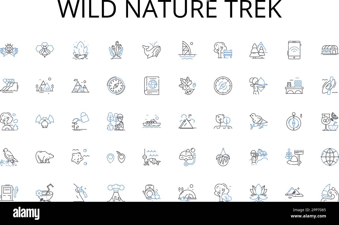 Wild nature trek line icons collection. Mobile, Lightweight ...