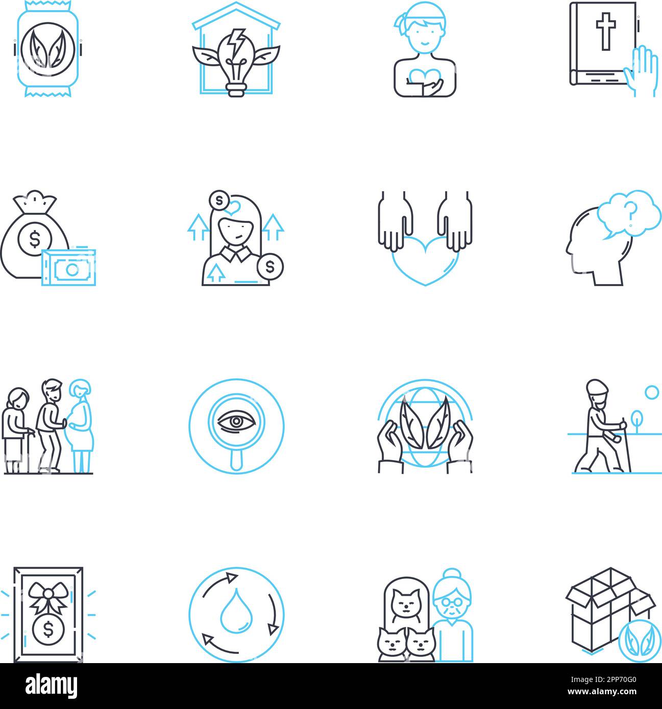 Environmental preservation linear icons set. Sustainability ...