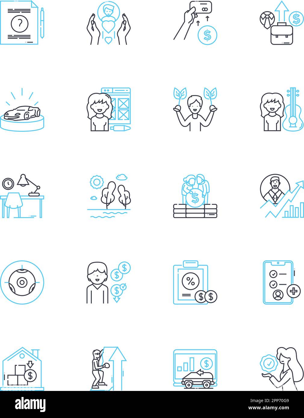 Personnel linear icons set. taff, Employees, HR, Hiring, Training ...