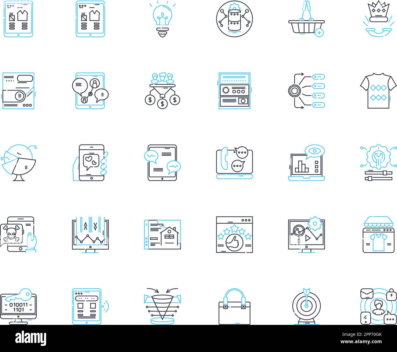 Data commerce linear icons set. Analytics, Online, Big data ...