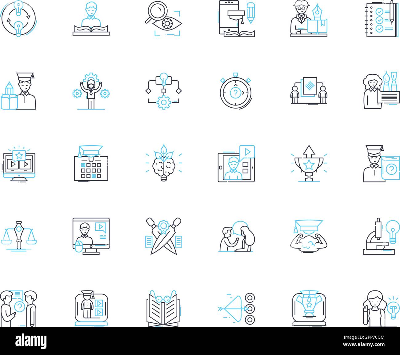 E Learning Linear Icons Set Digital Accessible Interactive