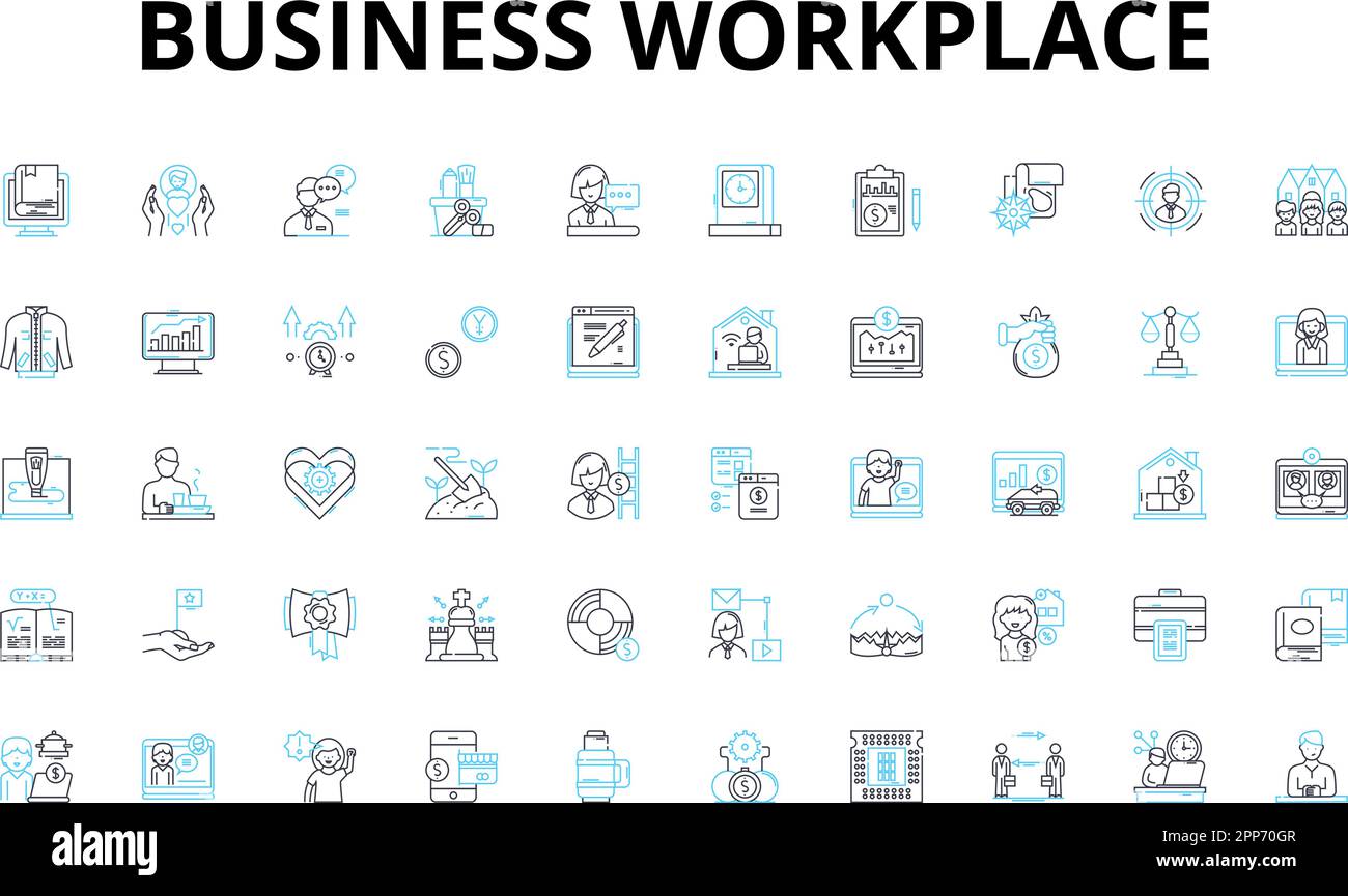 Business workplace linear icons set. Collaboration, Productivity ...