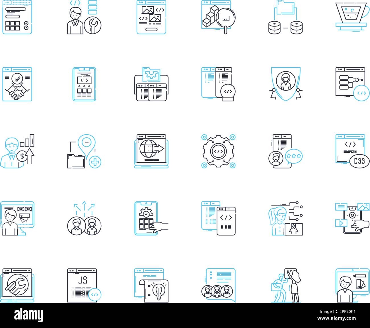 Sports coaching linear icons set. Leadership, Motivation, Communication ...