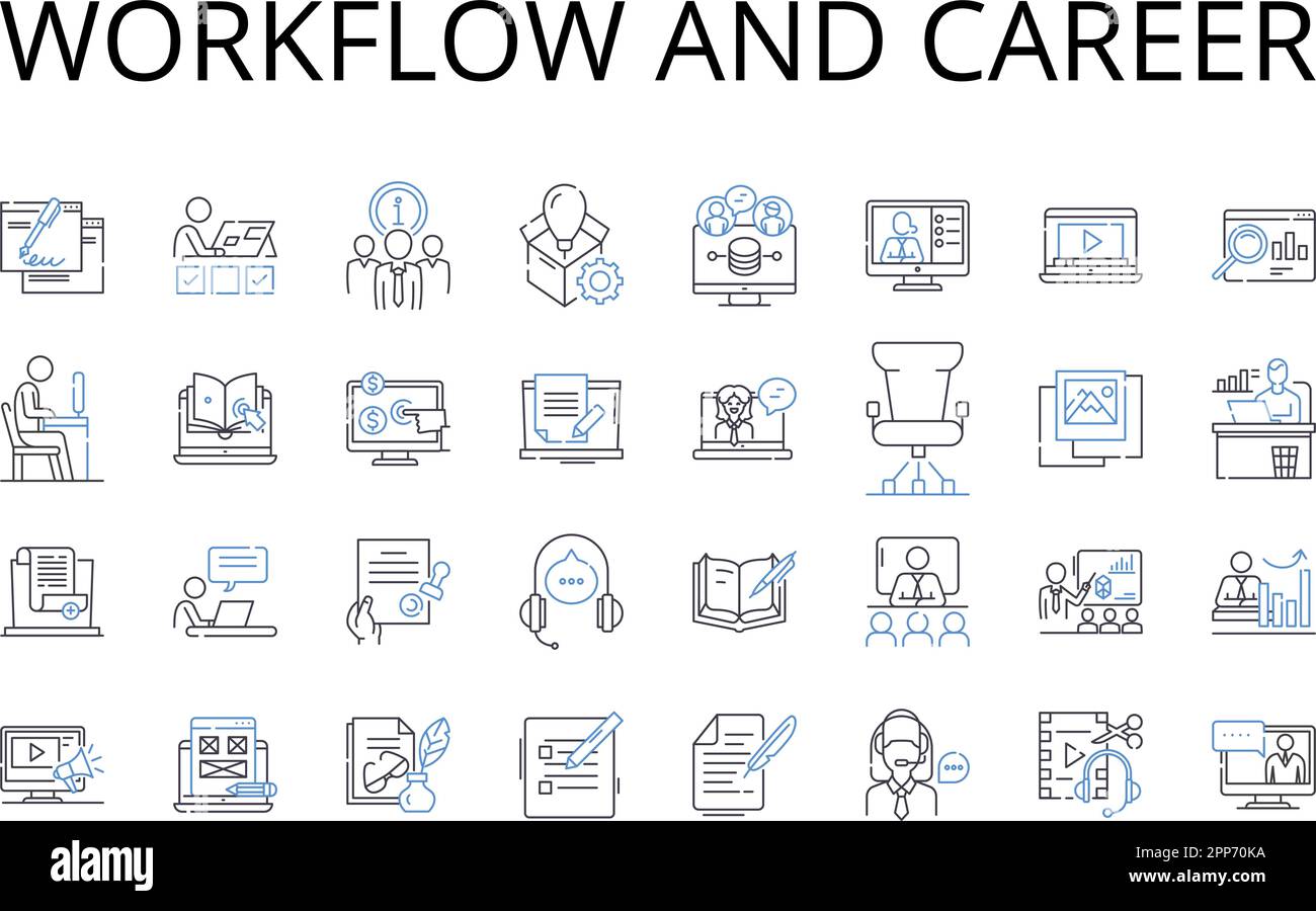 Workflow and career line icons collection. Communication and dialogue, Knowledge and expertise ...