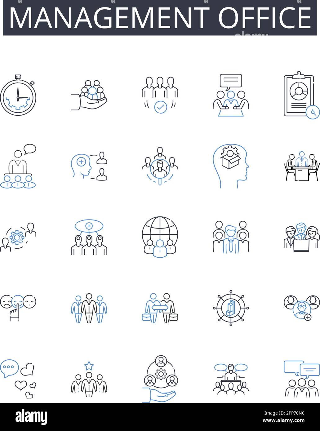 Management office line icons collection. Foundation, Stability, Footing ...