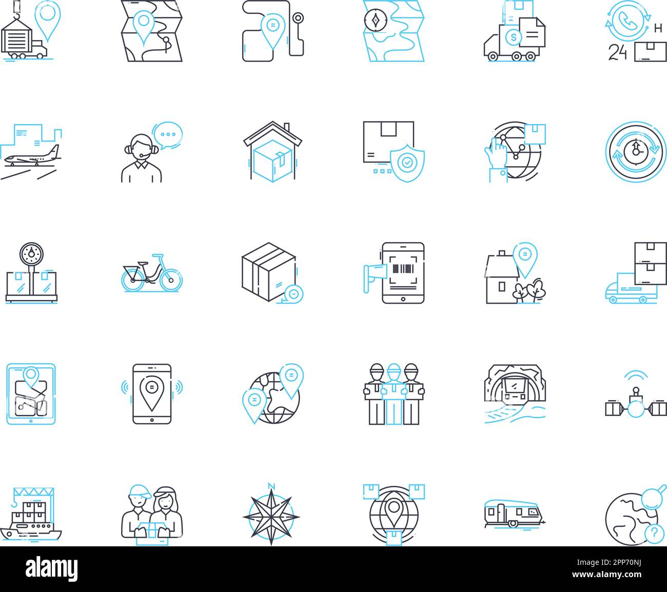 Goods Transport linear icons set. Delivery, Trucking, Logistics ...