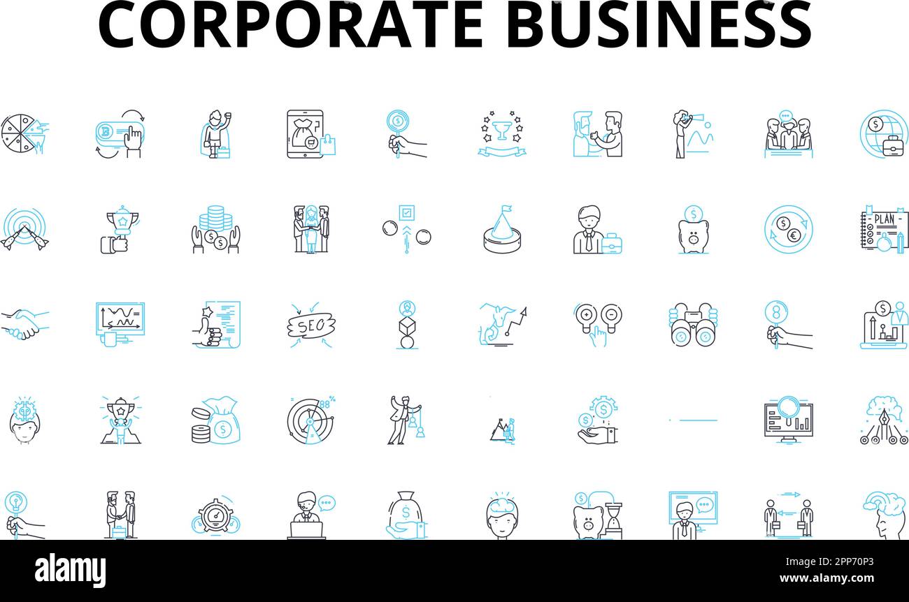 Corporate business linear icons set. Profit, Strategy, Growth ...