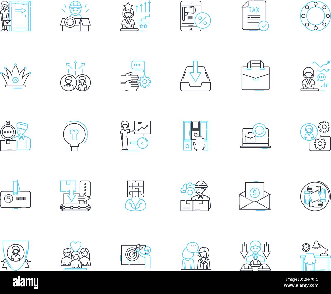 File Organization Linear Icons Set Folders Tags Sort Categorize