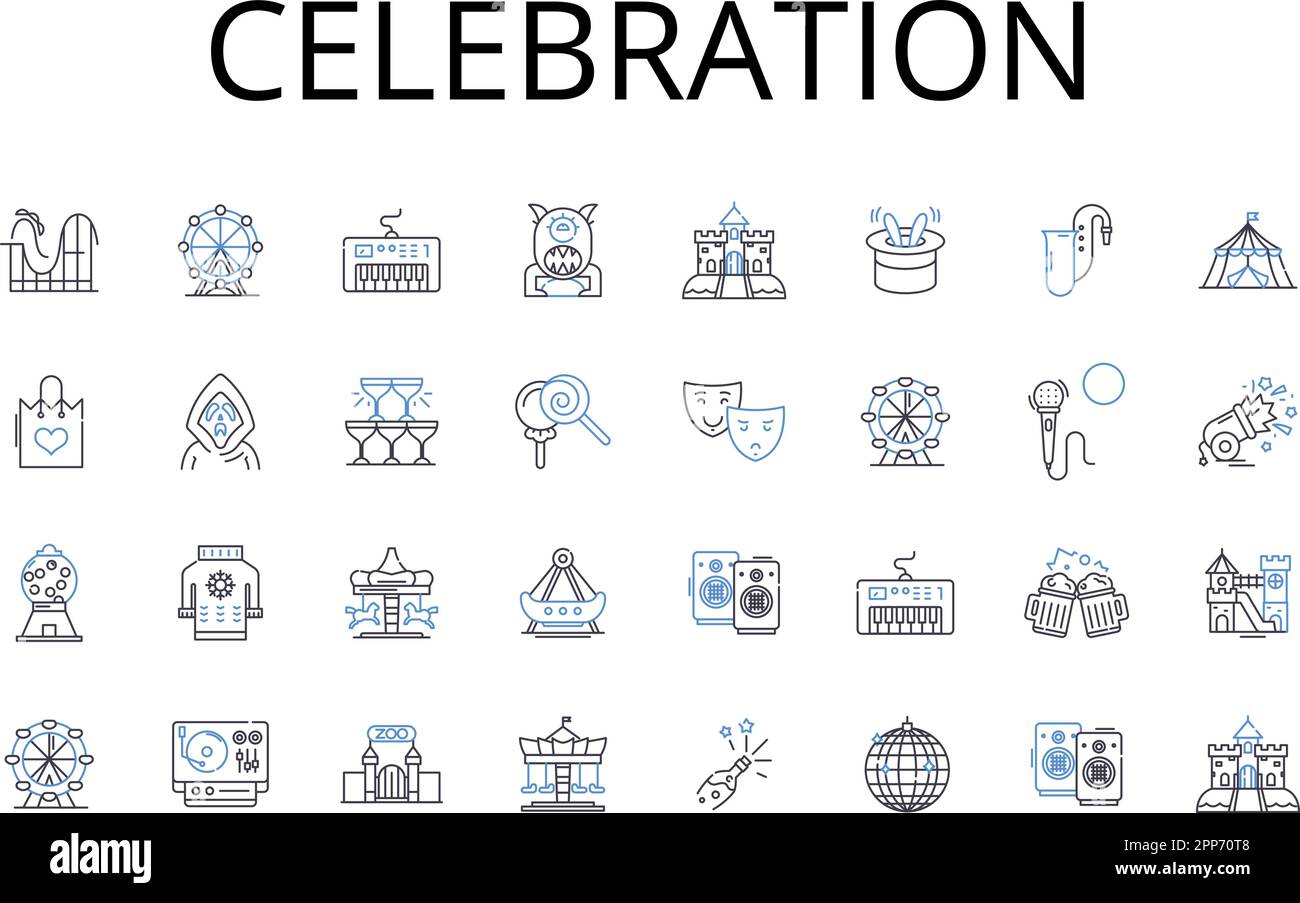 Celebration line icons collection. Happiness, Festivity, Merriment ...