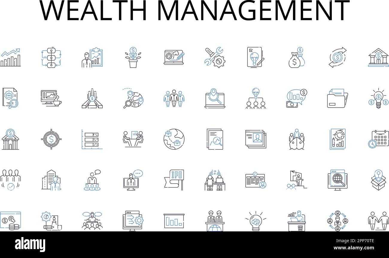 Wealth management line icons collection. Strategy, Analysis, Goals ...