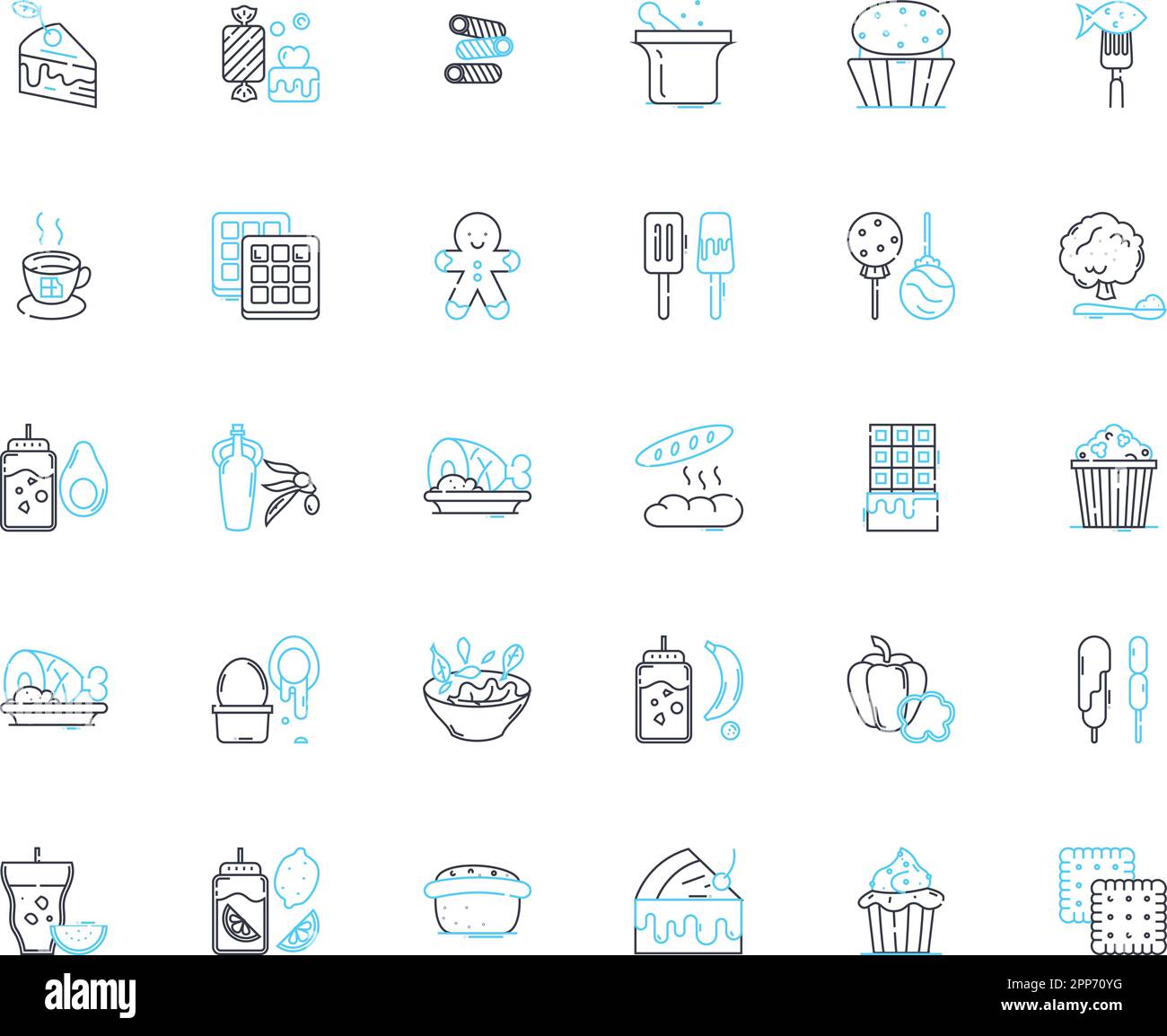 Culinary marketplace linear icons set. ere are original word keywords ...