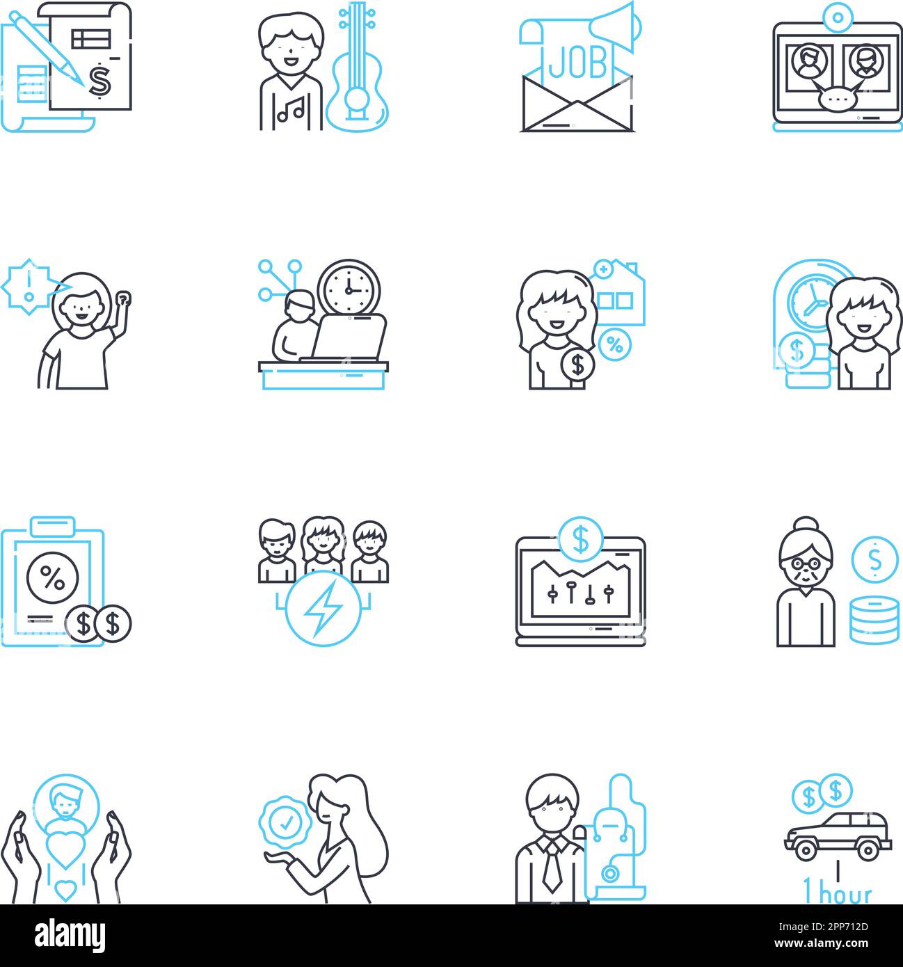 Operative linear icons set. Stealthy, Lethal, Covert, Tactical, Skilled ...