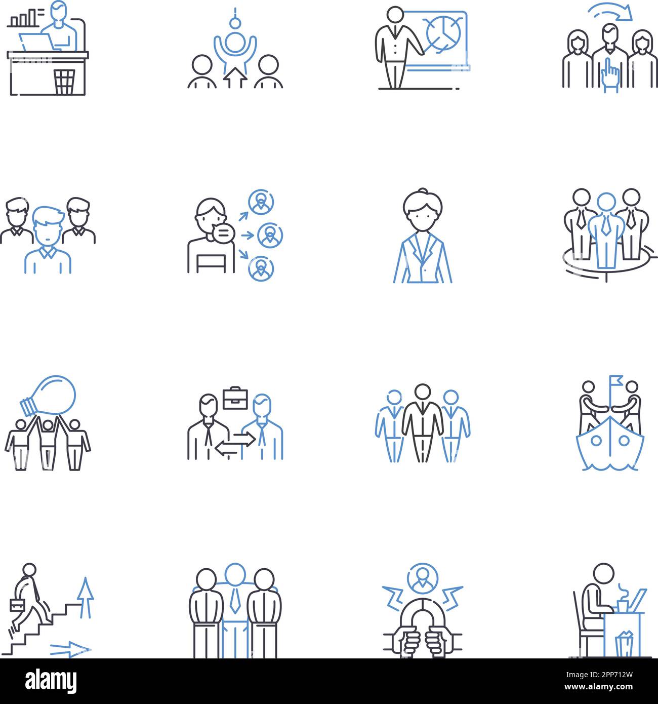 Organizational Structure Line Icons Collection Hierarchy Framework Division Chain Order