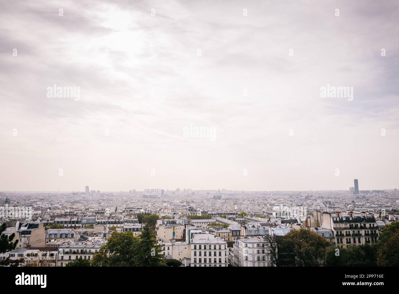 Panoramic View of Paris cityscape from the top of Montmartre in Paris ...