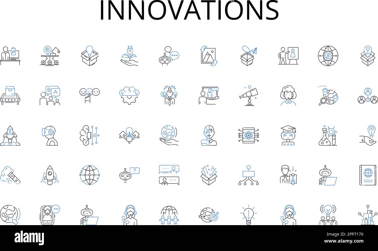 Innovations line icons collection. Research, Demographics, Trends ...