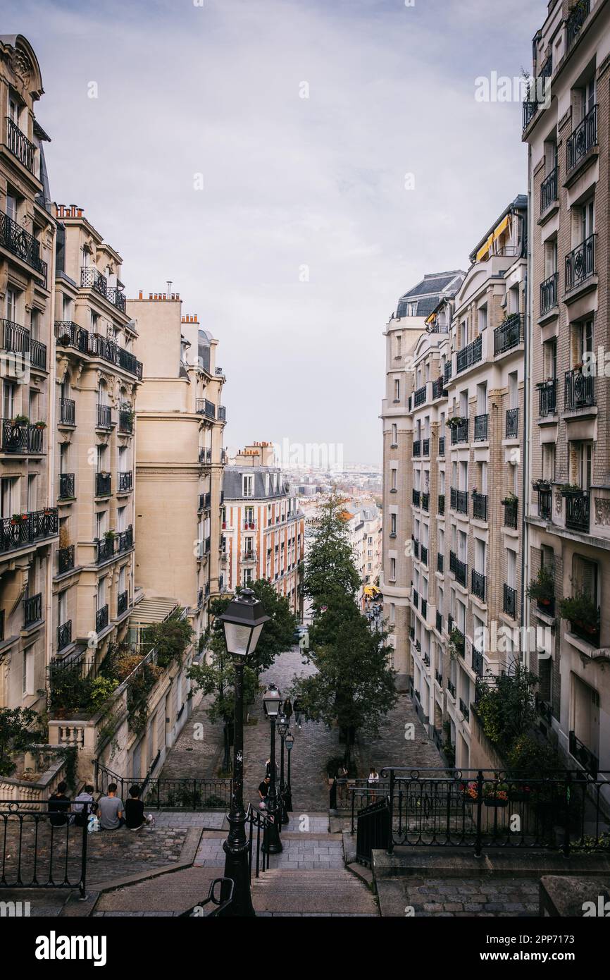 Panoramic View of Paris cityscape from the top of Montmartre in Paris ...
