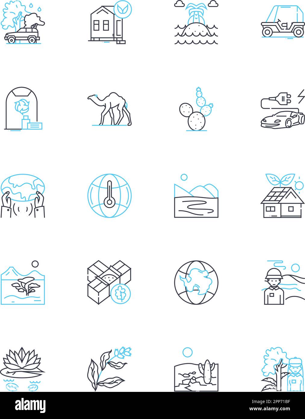 Conservation linear icons set. Sustainability, Protection, Preservation ...