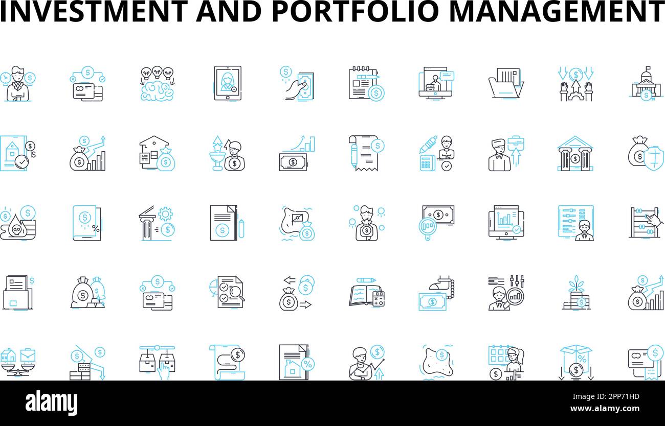 Investment and portfolio management linear icons set. Diversification ... Investment and portfolio management linear icons set. Diversification ...
