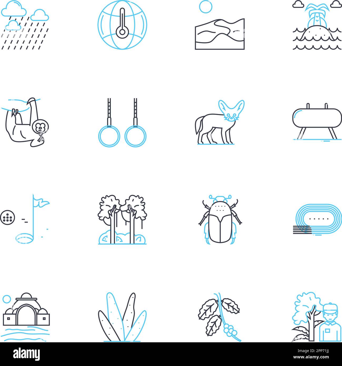 Mountain retreat linear icons set. Solitude, Tranquility, Scenic ...