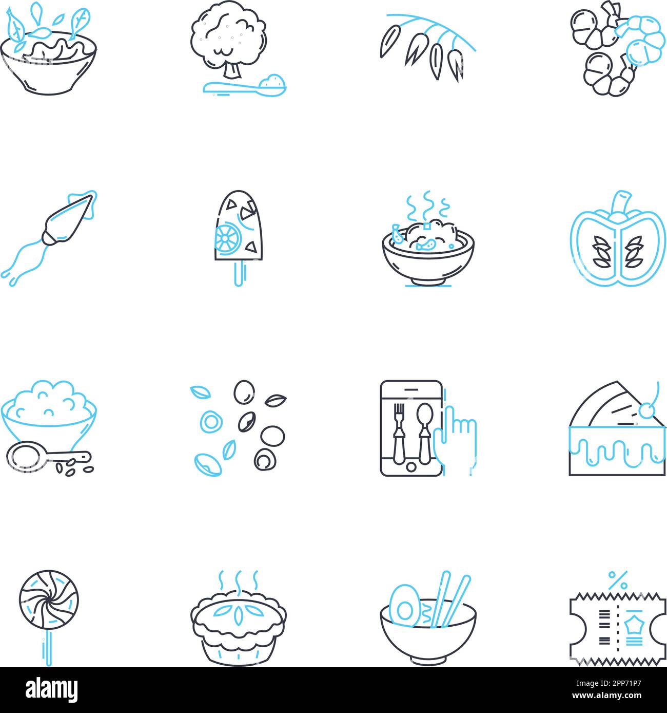 Cookie store linear icons set. Sweet, Delicious, Fresh, Homemade ...