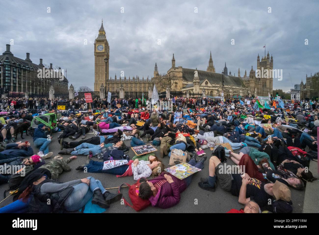 London, UK. Die-in - Houses of Parliament. Many thousands of Extinction ...