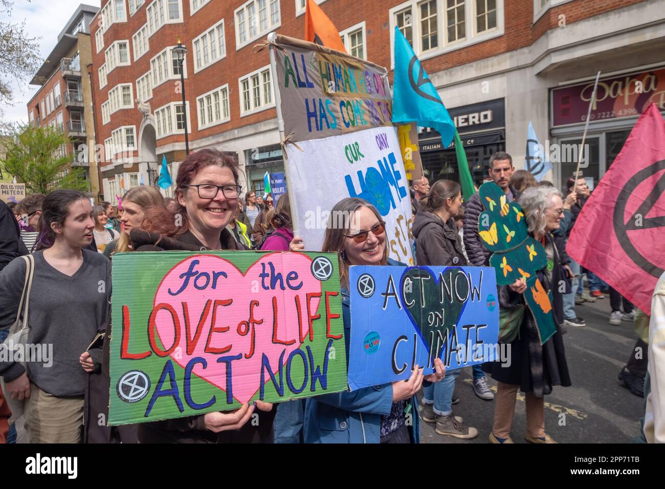 London, UK. Act Now. Many thousands of Extinction Rebellion supporters ...