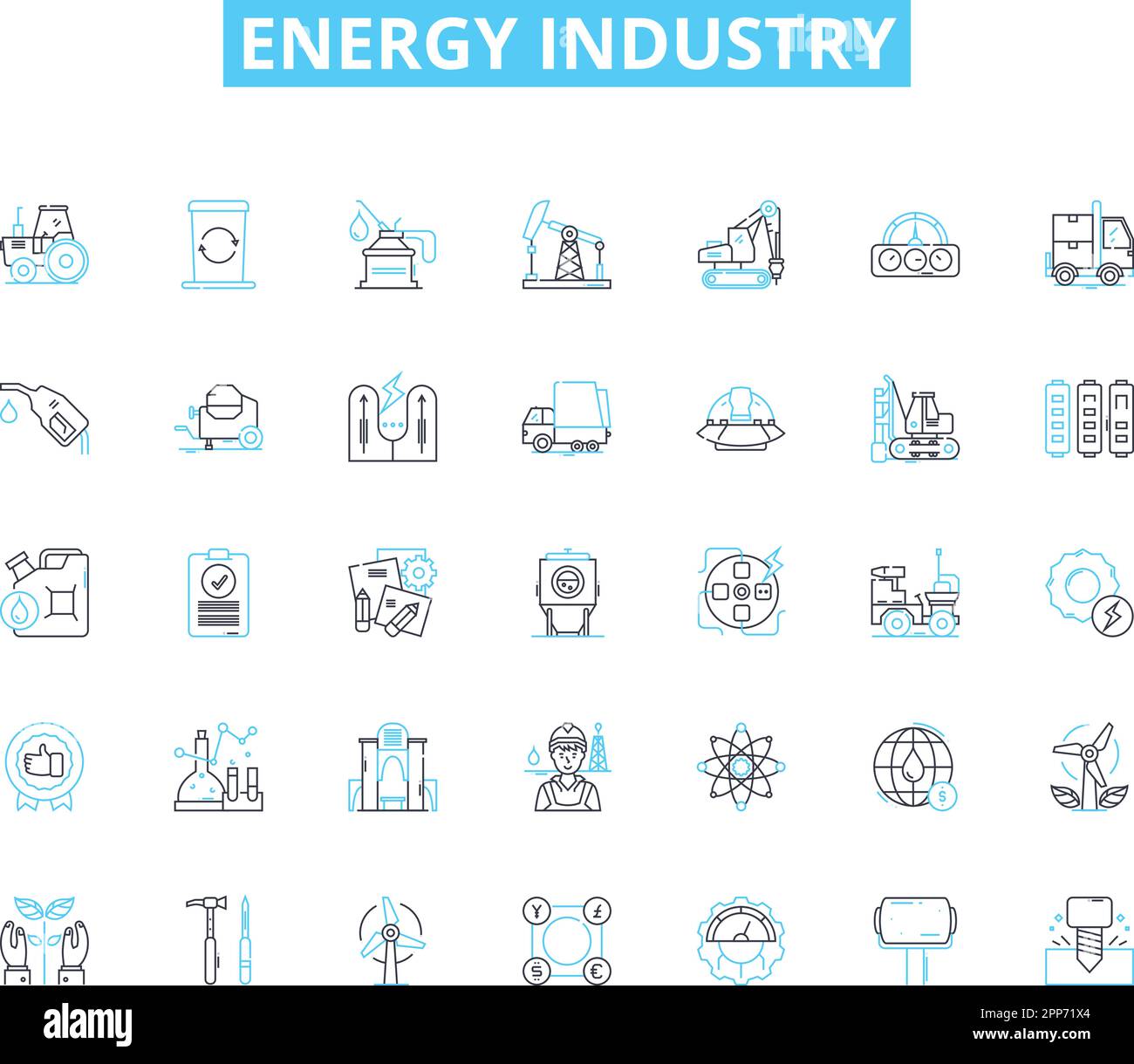 energy industry linear icons set. Renewable, Fossil, Wind, Solar, Hydro ...