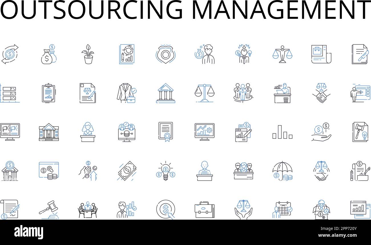 Outsourcing management line icons collection. Diagnosis, Checkup ...