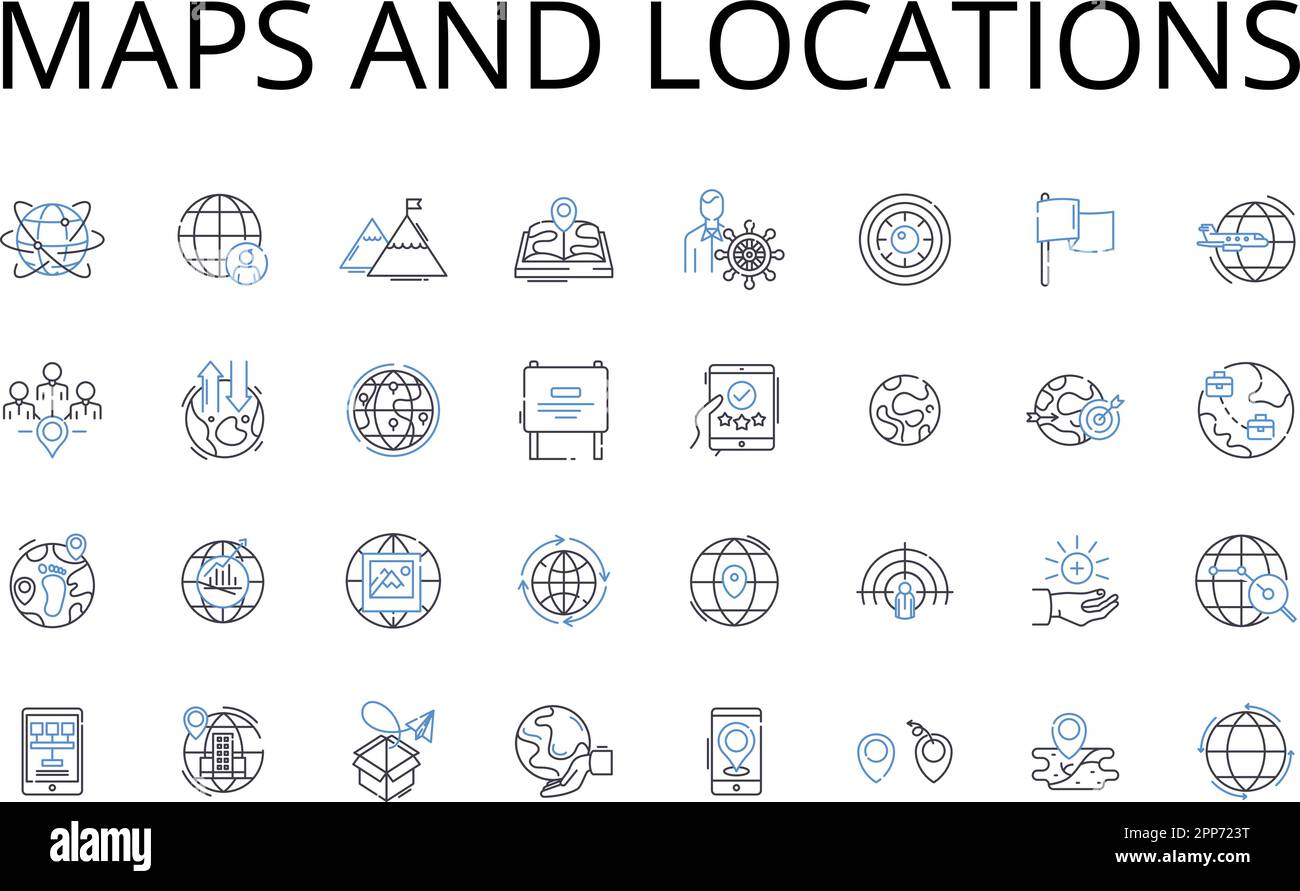 Maps And Locations Line Icons Collection Cartography Geolocation