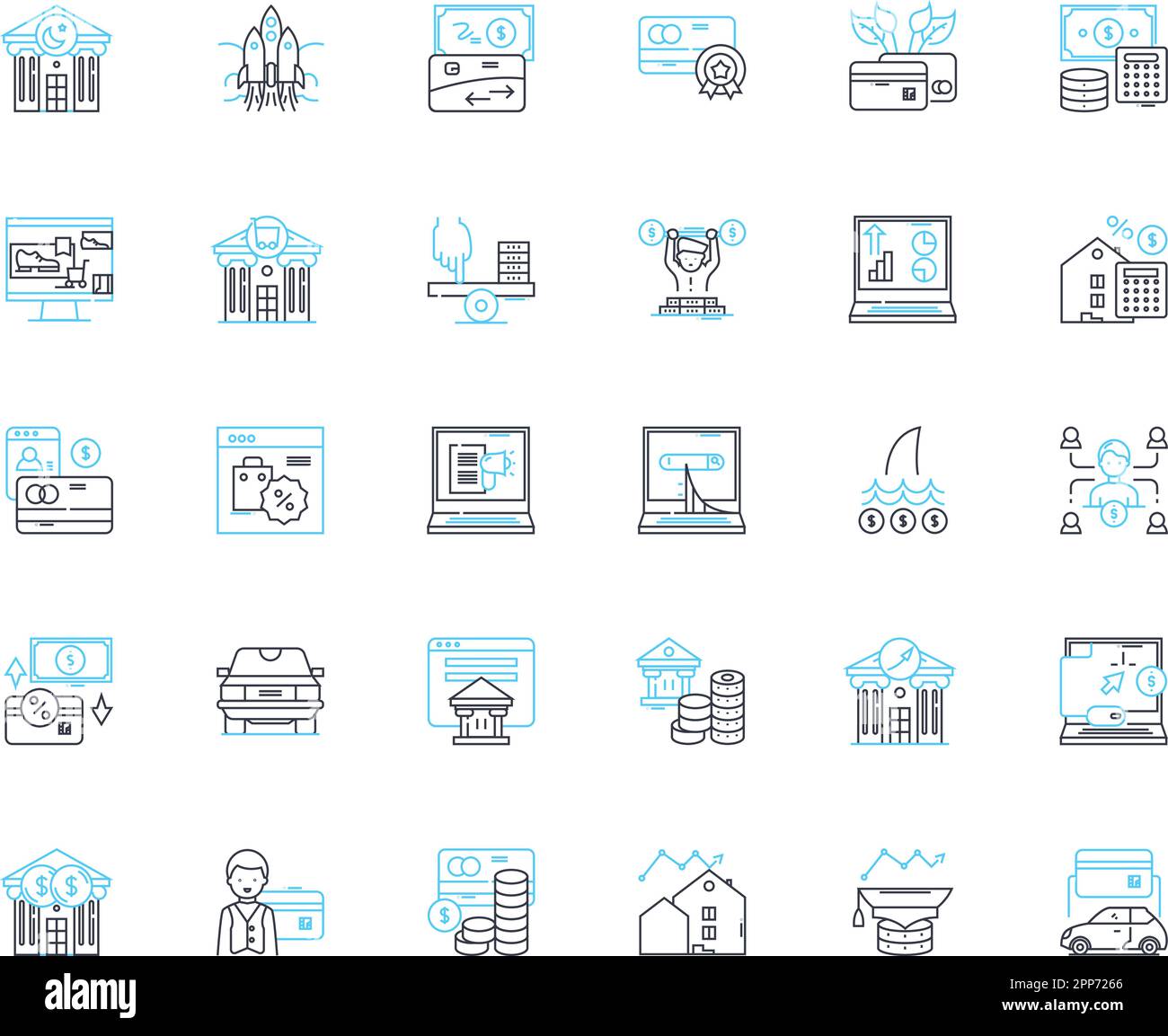 Investment firms linear icons set. Portfolio, Asset, Capital, Advisory ...