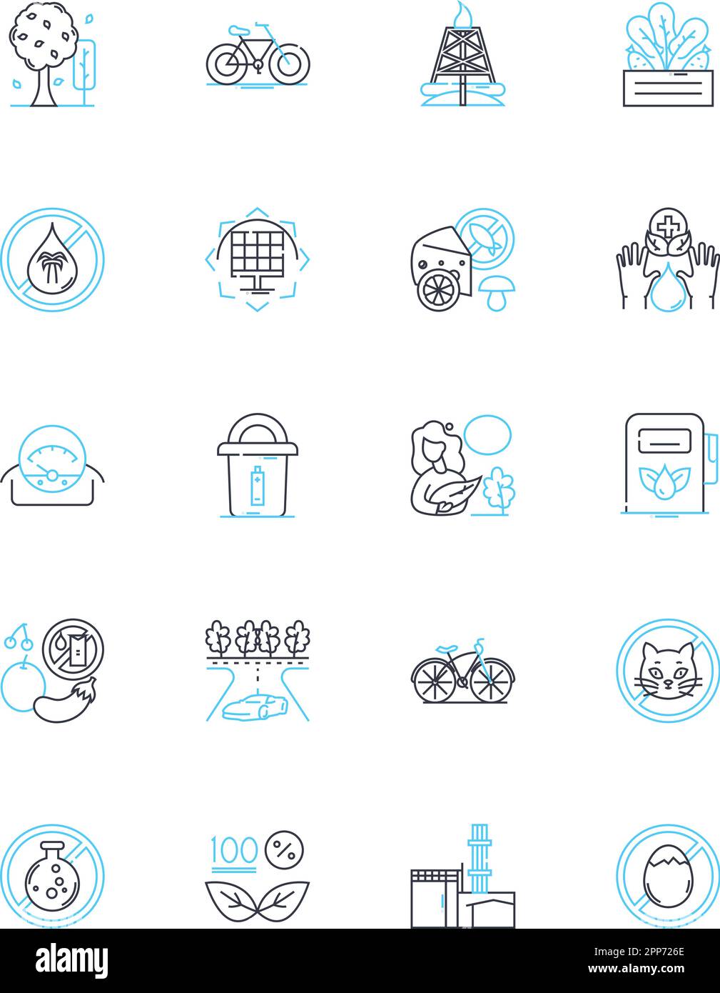 Sustainable energy linear icons set. Solar, Wind, Hydro, Biofuel ...