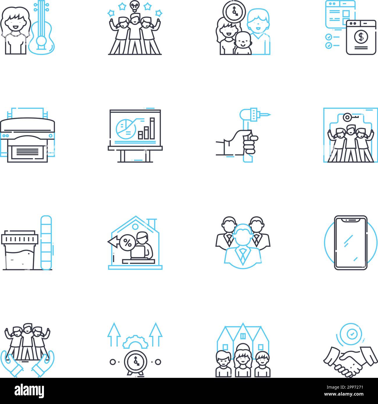 writing instruments linear icons set. Pen, Pencil, Marker, Highlighter ...