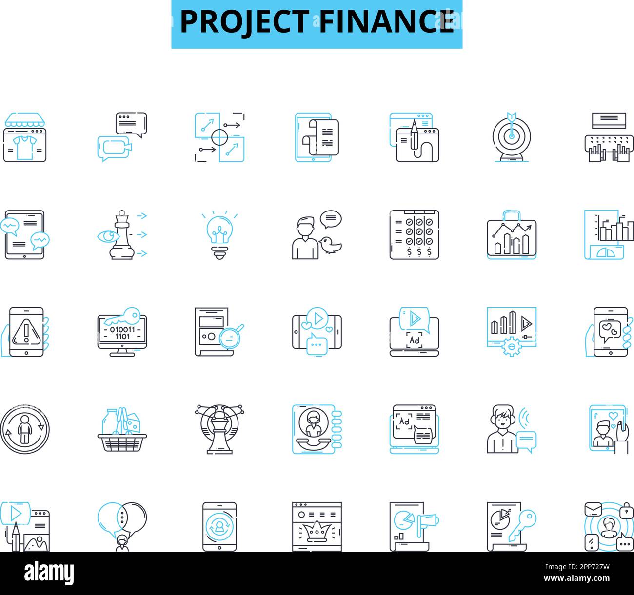 Project finance linear icons set. Funding, Investment, Capital, Risk ...