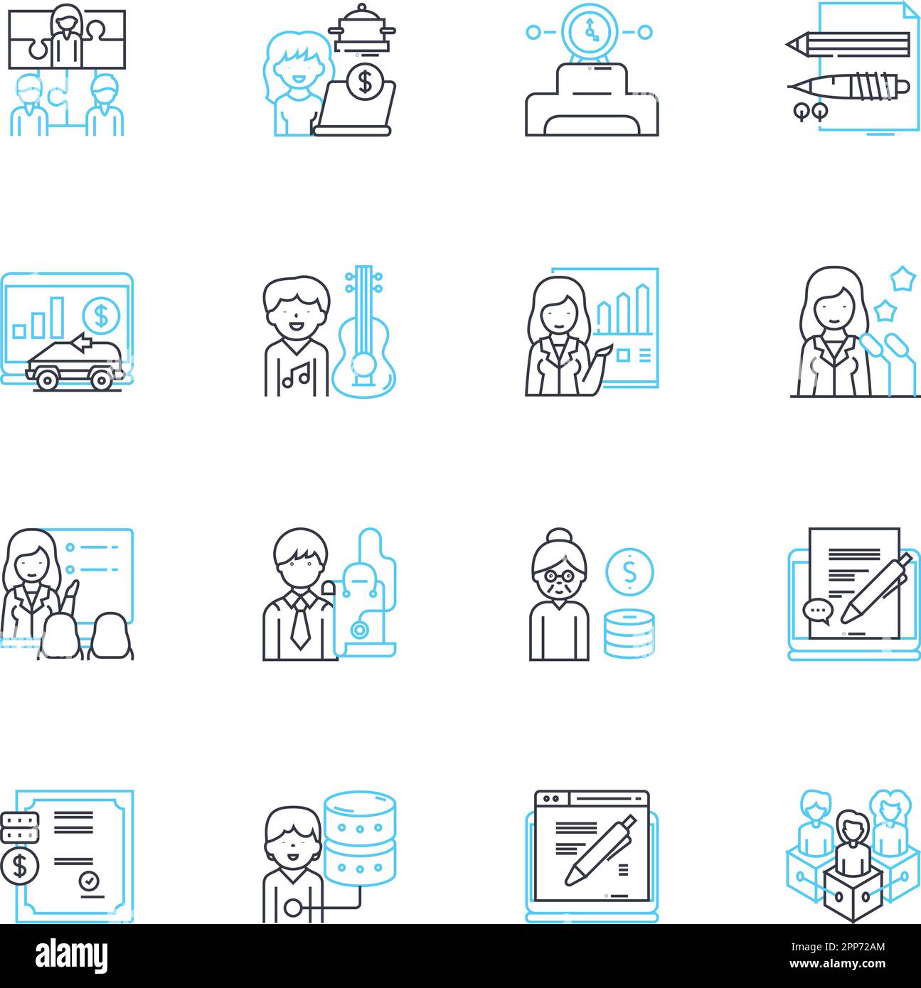 People operations linear icons set. Recruitment, Onboarding, Training ...