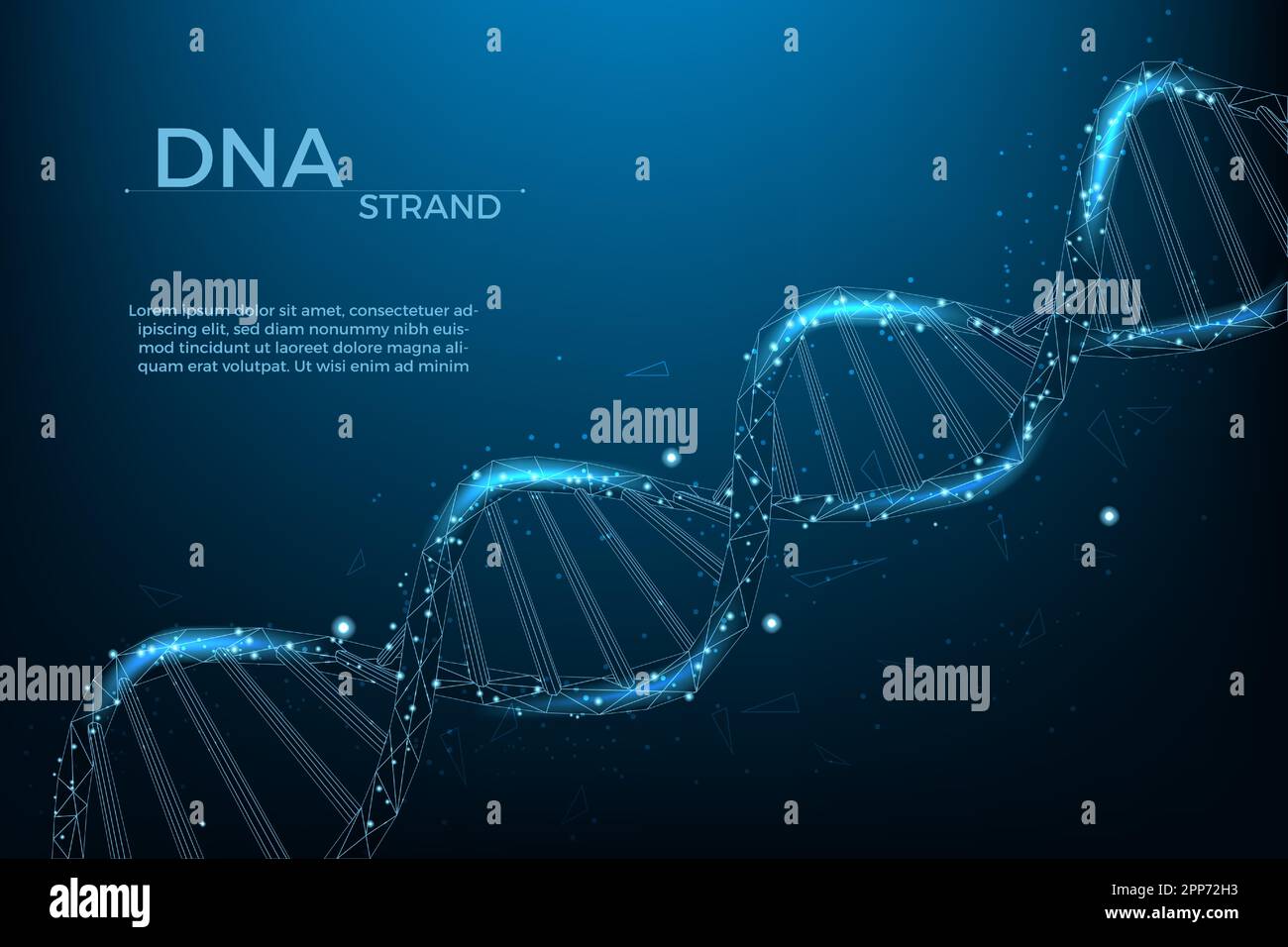 3d dna wireframe, health medicine banner template. Polygon helix ...