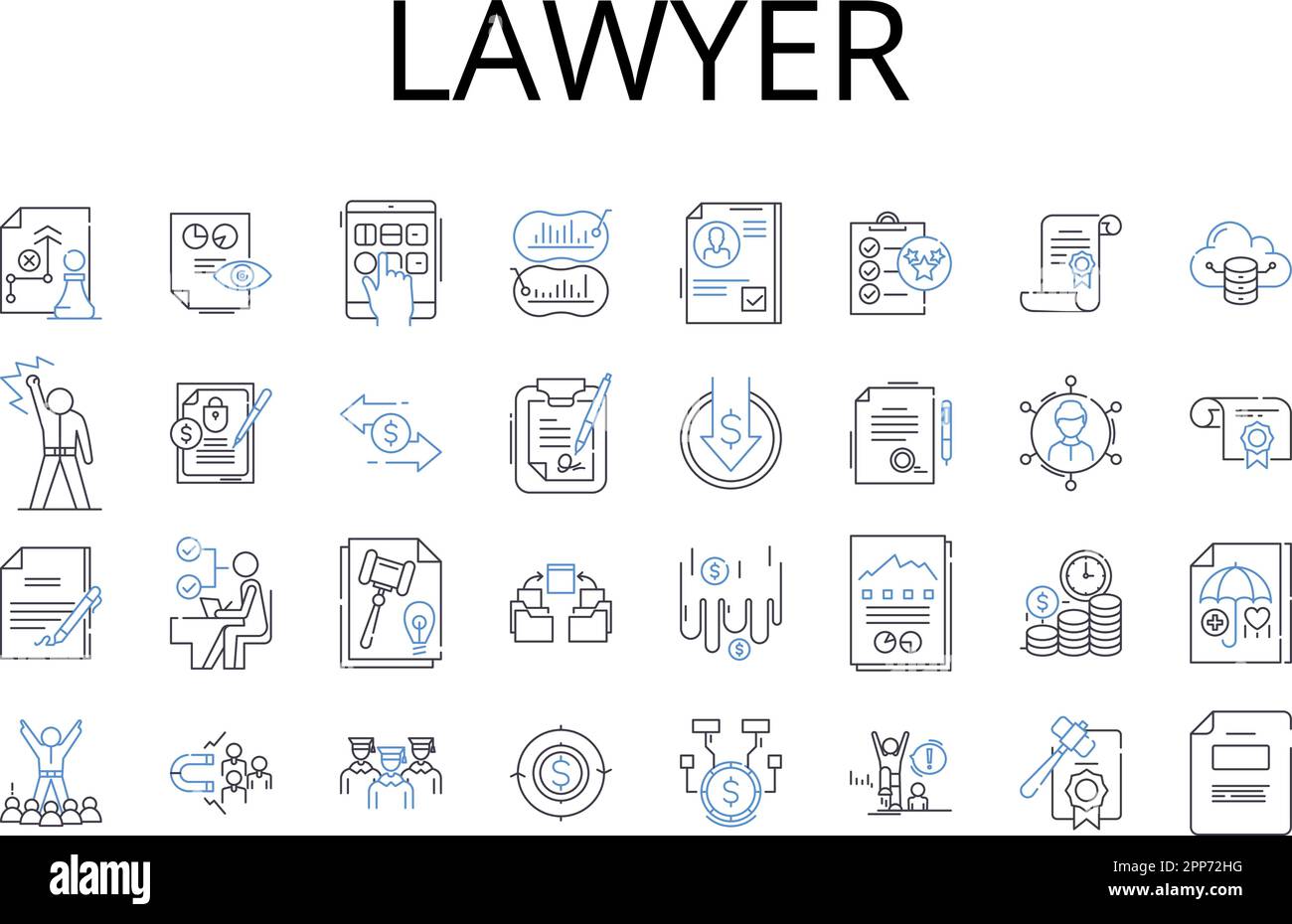 Lawyer line icons collection. Attorney-at-Law, Counselor-at-Law, Legal ...