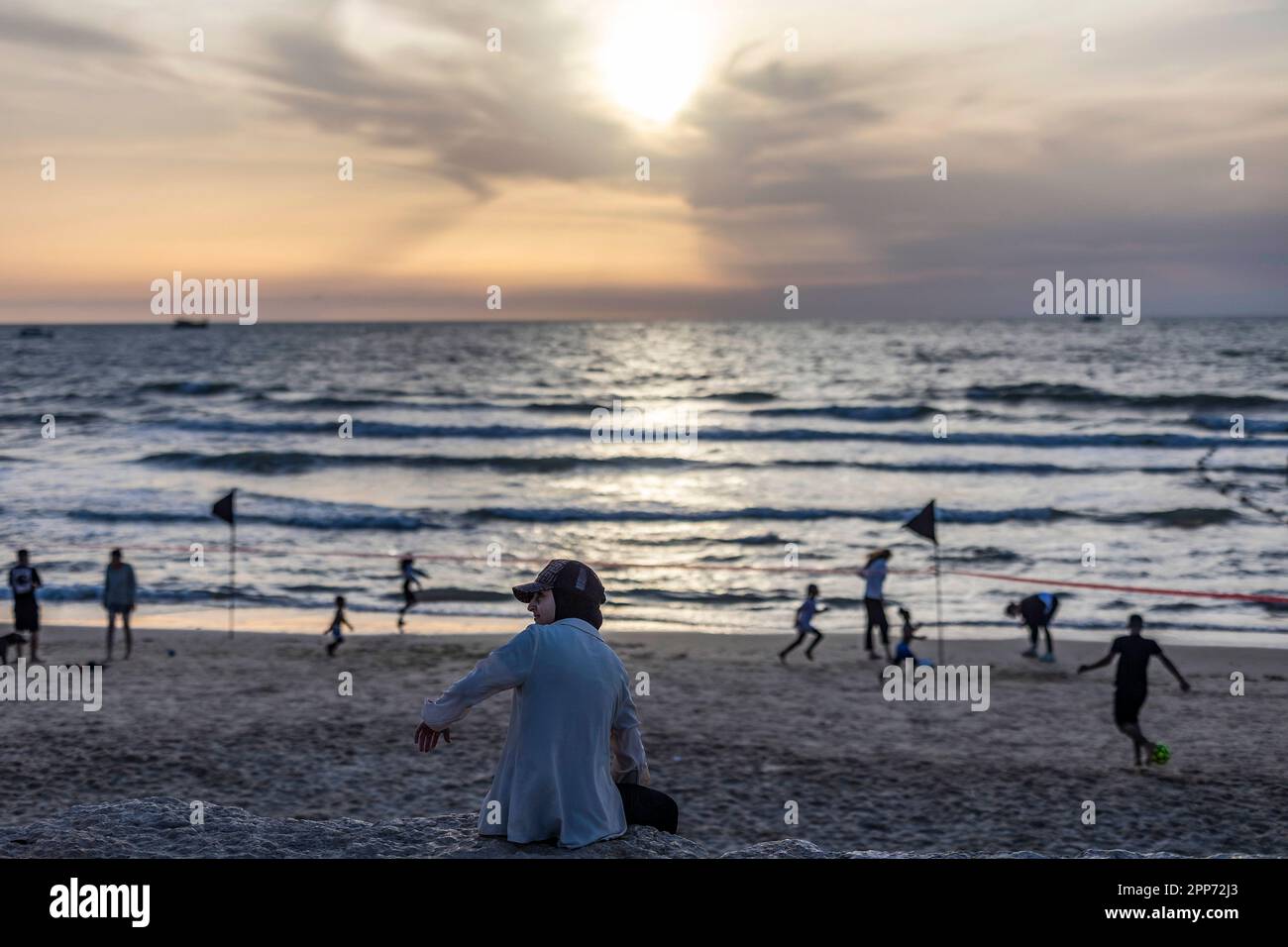 Tel Aviv, Israel. 22nd Apr, 2023. Children play on the Jaffo beach ...