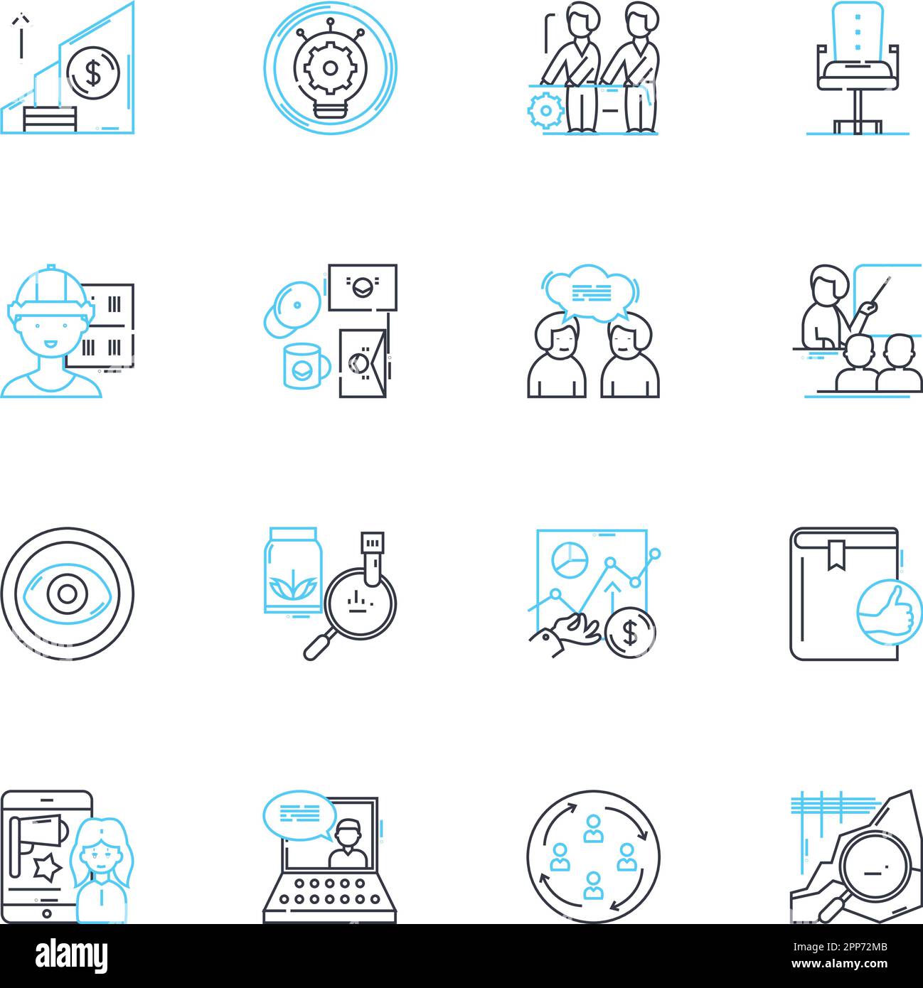 Decision-making body linear icons set. Board, Committee, Council, Panel ...