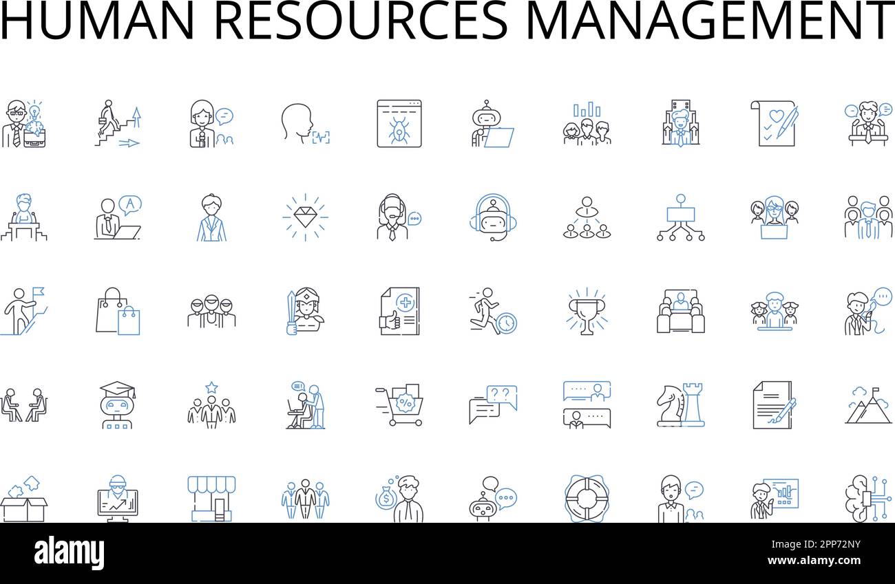 Human resources management line icons collection. Anxiety, Depression ...