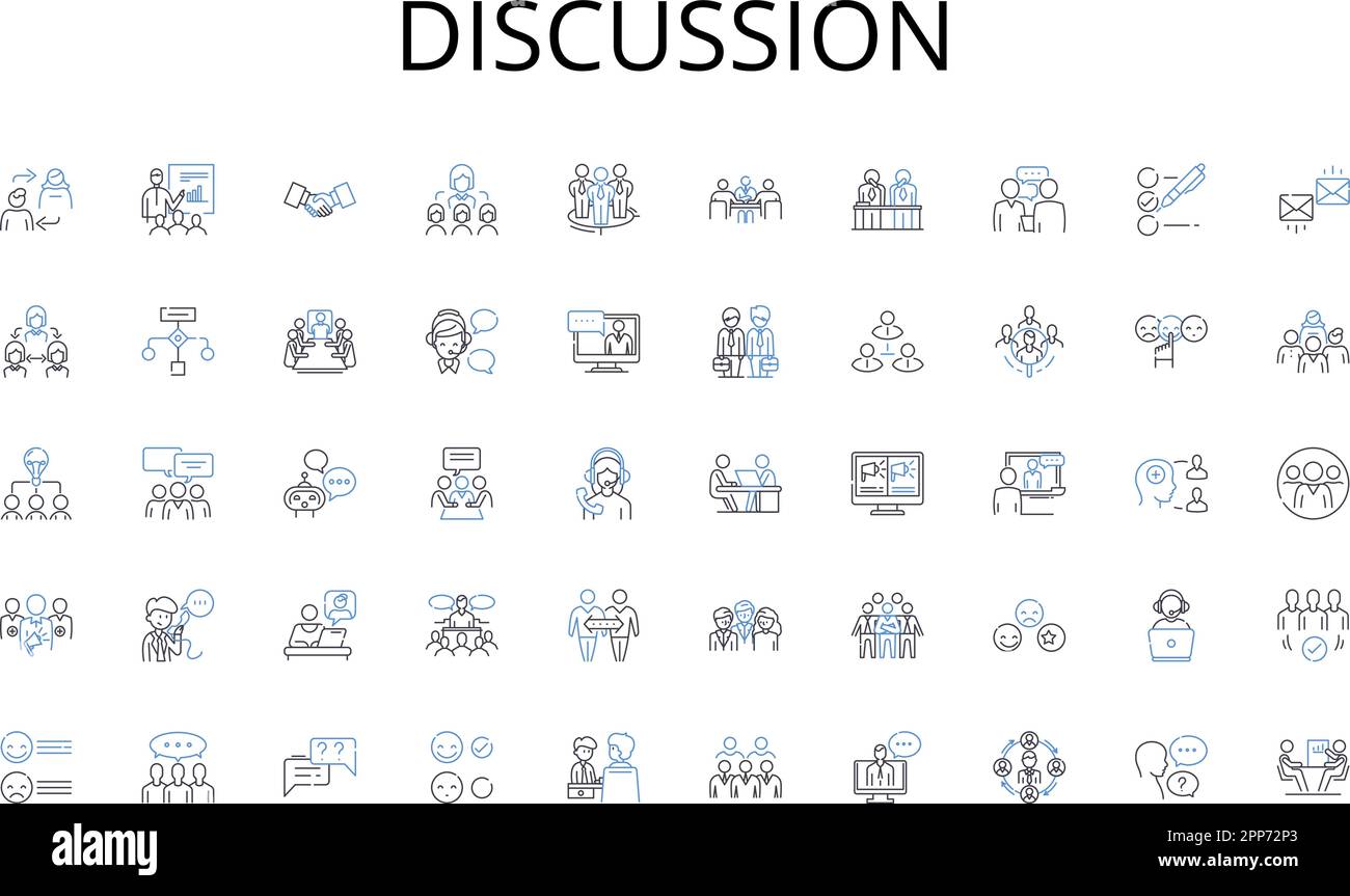 Discussion line icons collection. Automation, Robotics, Neural ...