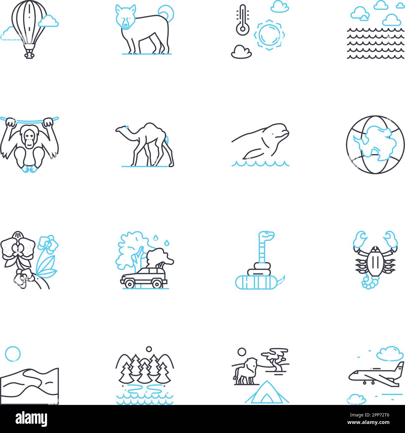 Wellness getaway linear icons set. Retreat, Serenity, Restoration ...