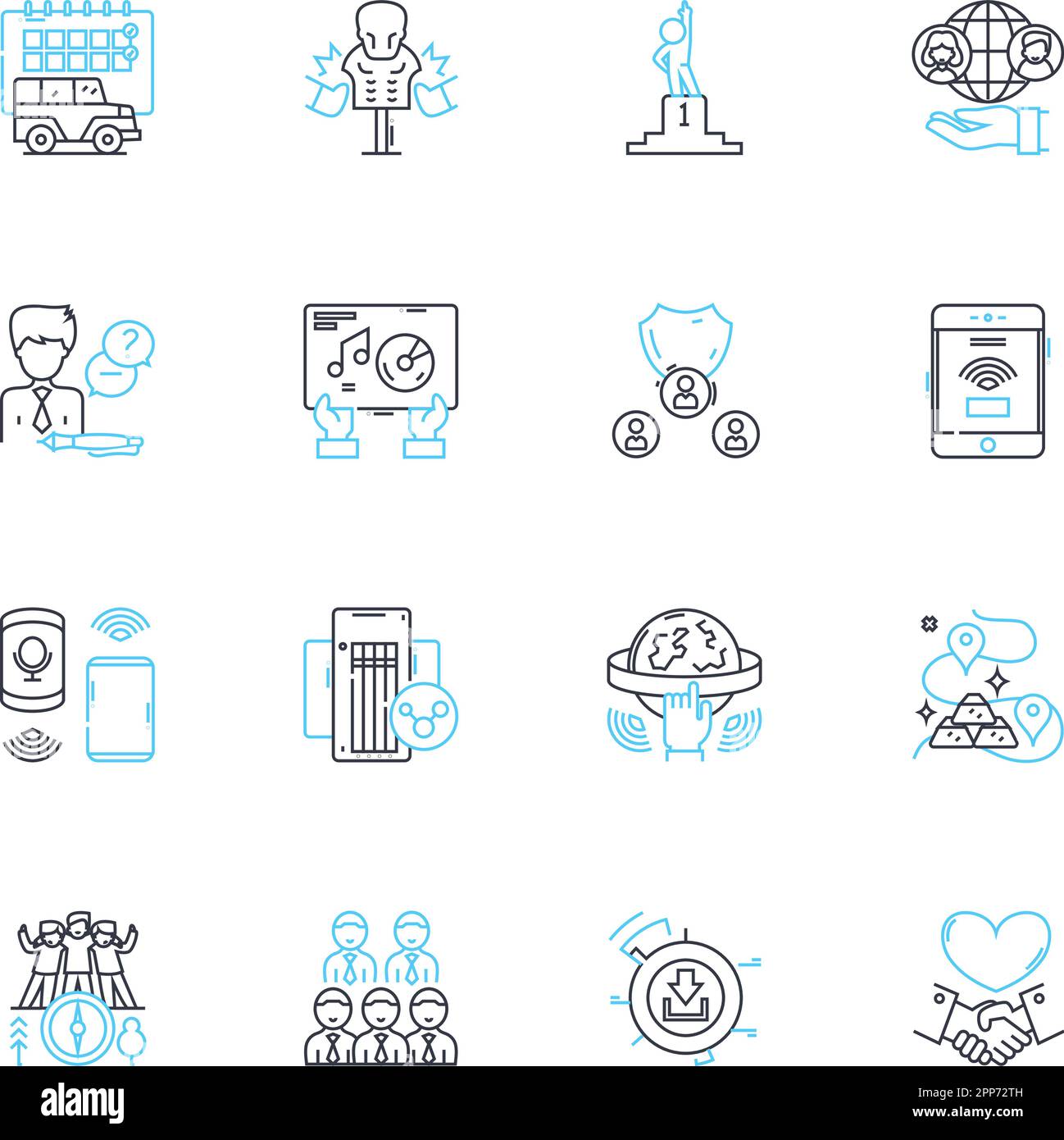 Group Alliance Linear Icons Set Collaboration Unity Teamwork