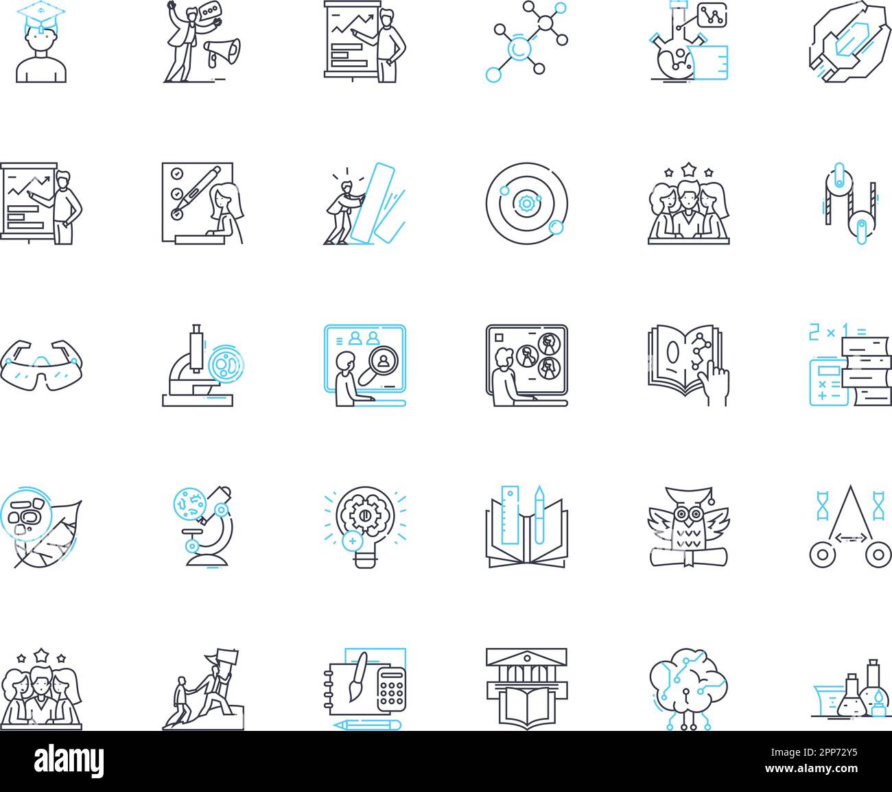 Cyber Academy Linear Icons Set Cybersecurity Nerking Coding Hacking Encryption Phishing