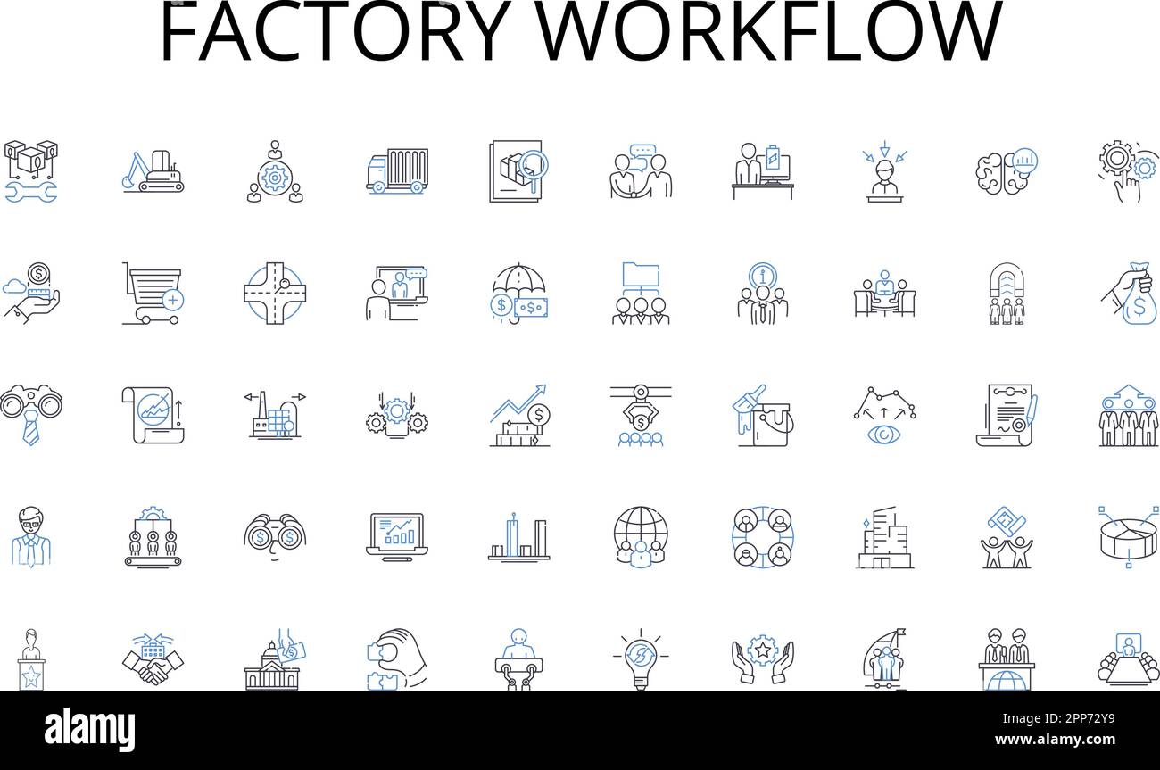 Factory Workflow Line Icons Collection Internet Virtual Nerk