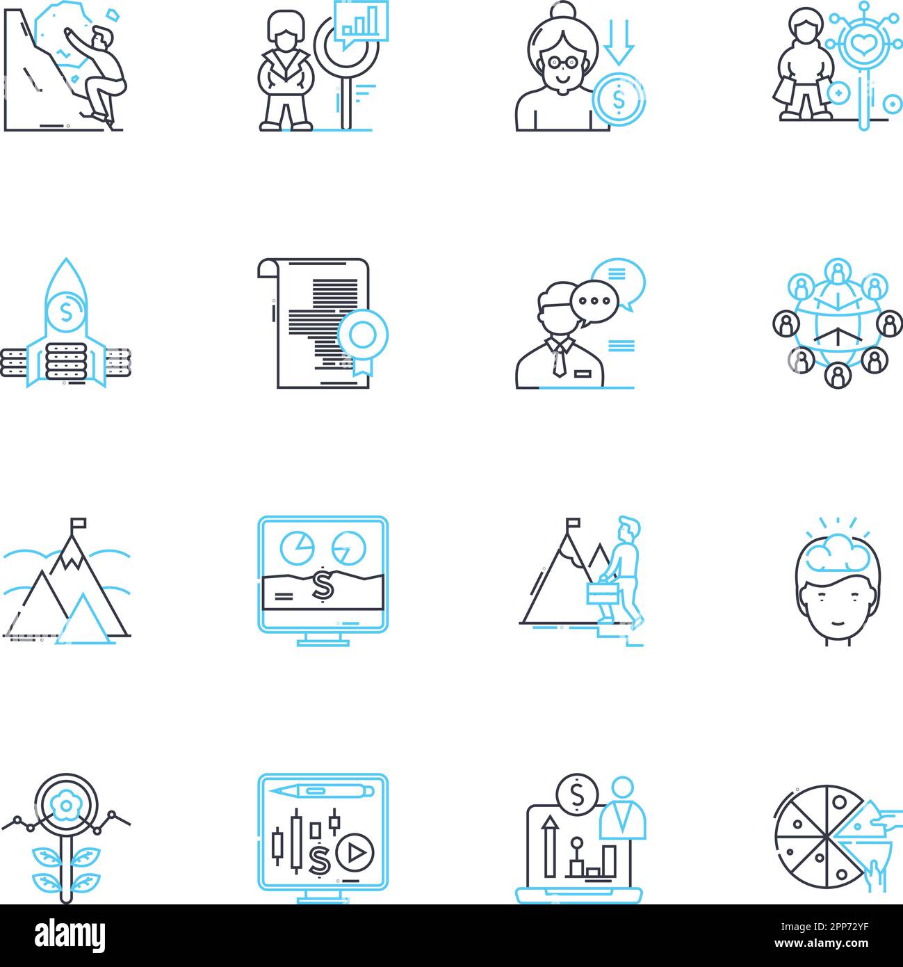 Capital investment linear icons set. Funding, Finance, Equity, Debt ...