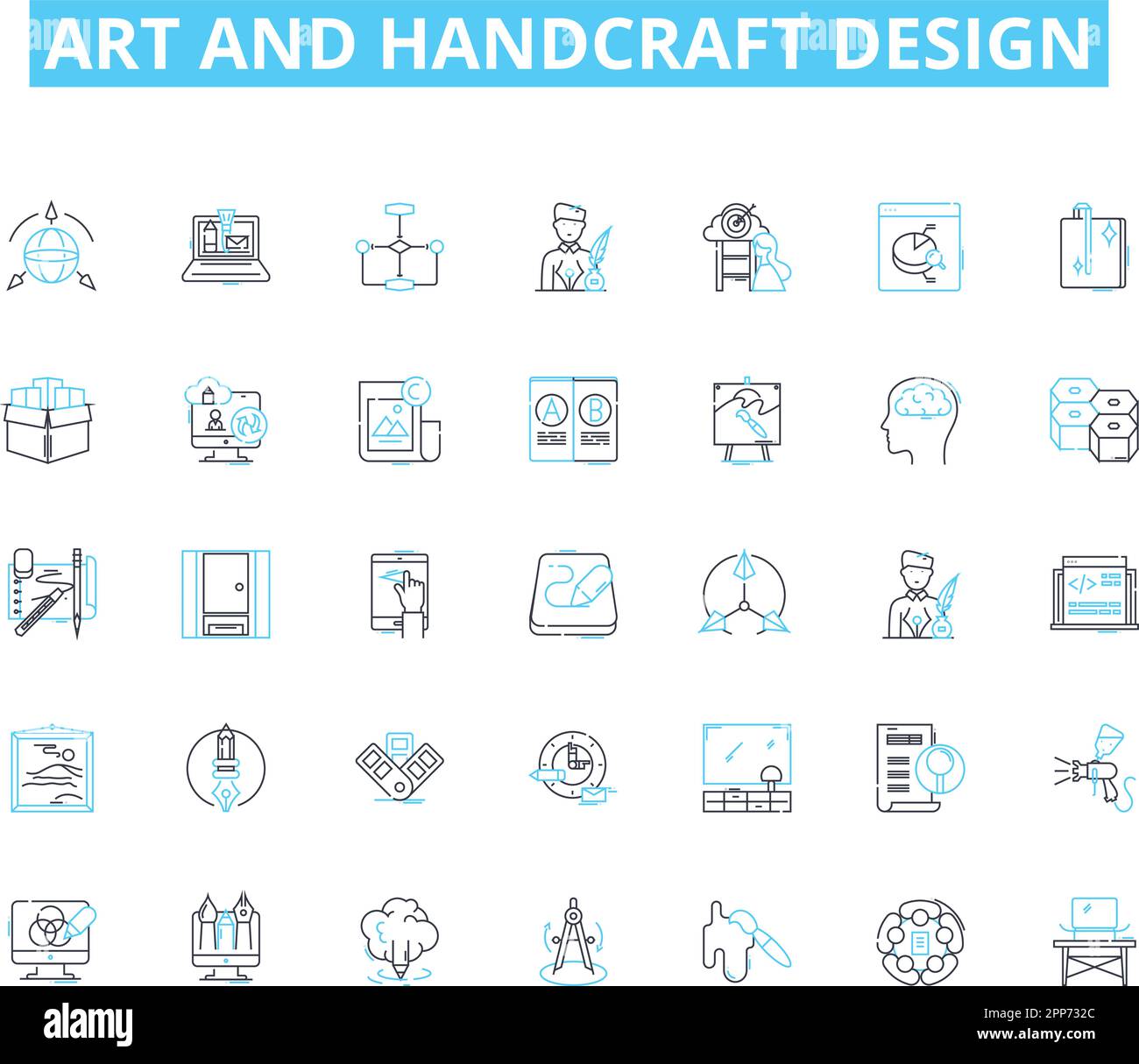 Art and handcraft design linear icons set. Sculpture, Pottery ...