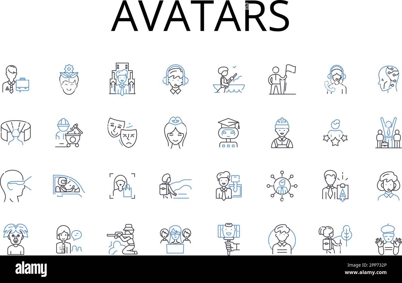 Avatars line icons collection. Comrades, Doppelgangers, Alternates ...