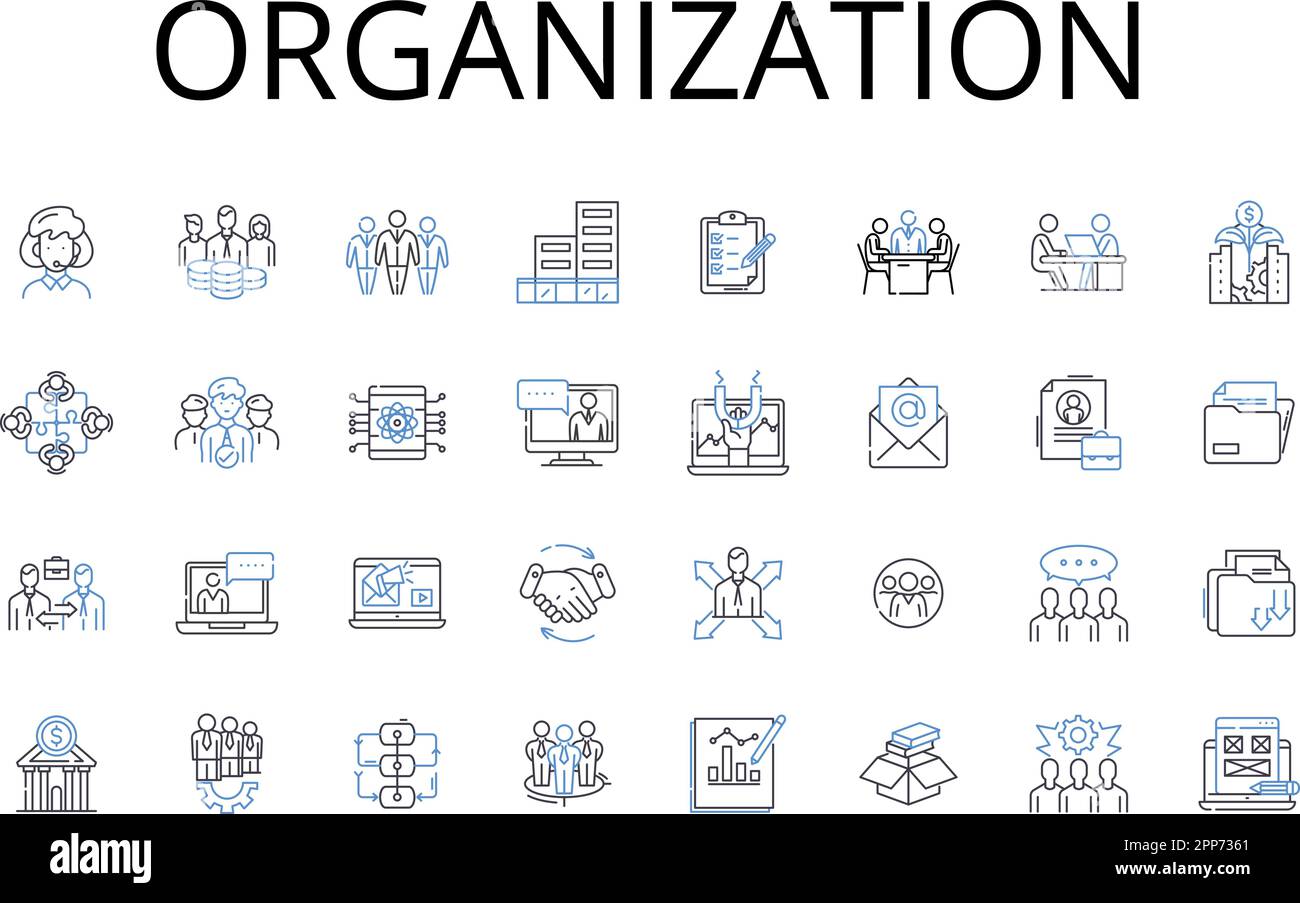 Organization outline icons collection. Establishment, Company ...