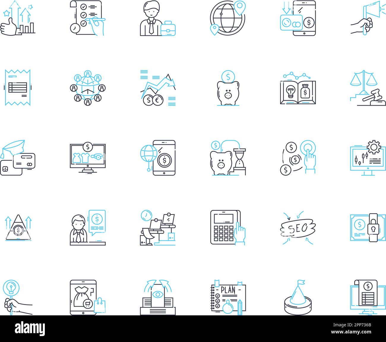 Capital enterprise linear icons set. Investment, Entrepreneurship ...