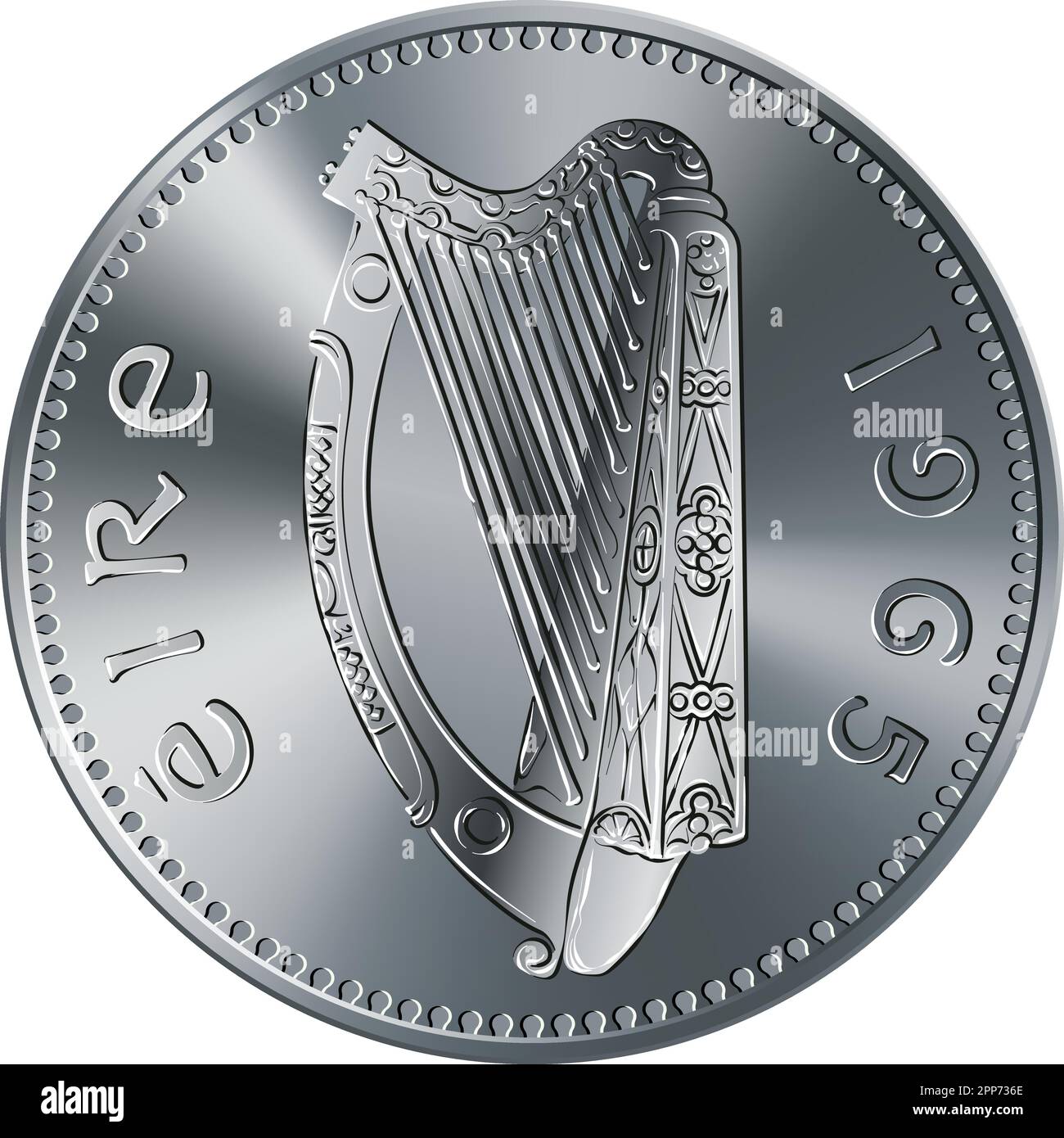 Irish money Pre-decimal Shilling coin with Celtic harp on obverse Stock ...
